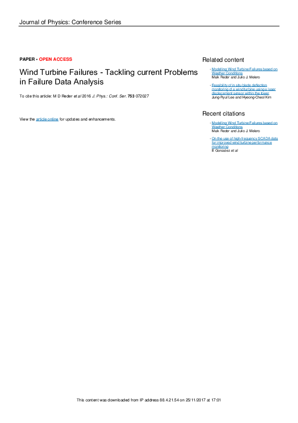 (PDF) Wind Turbine Failures - Tackling current Problems in Failure Data Analysis