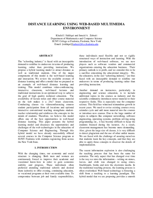 (PDF) Distance learning using Web-based multimedia environment