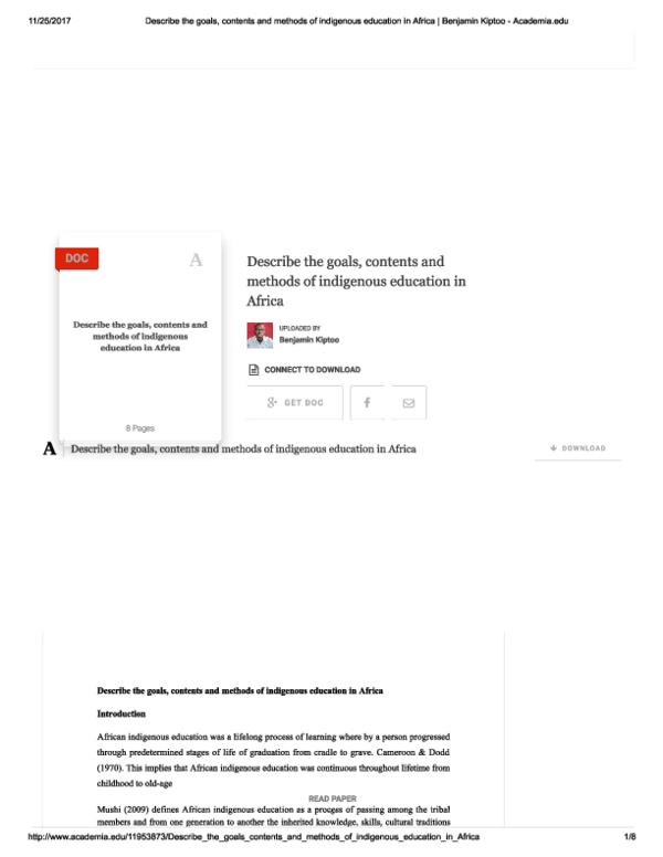 (PDF) Indigenous african education
