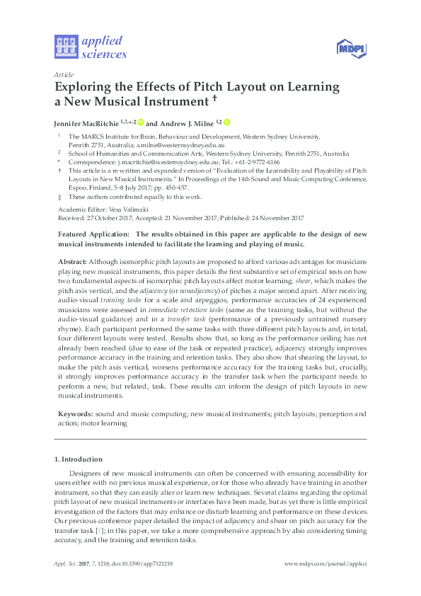 (PDF) Exploring the effects of pitch layout on learning a new musical ...