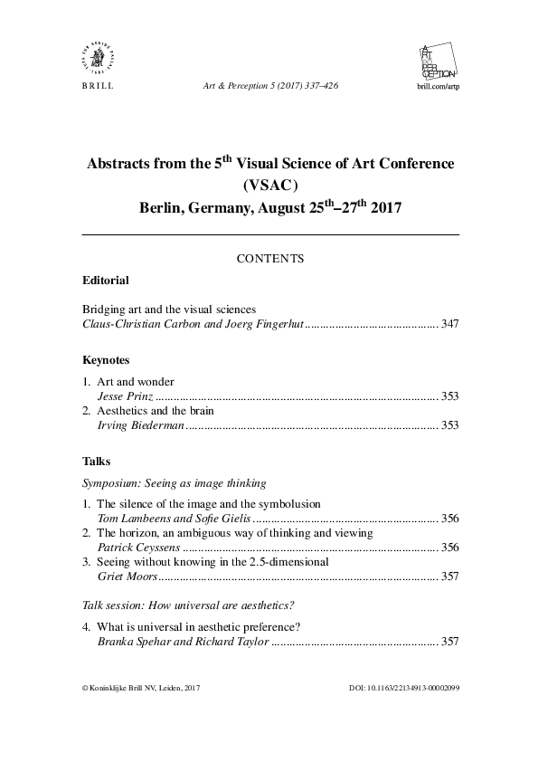 (PDF) Visual Science of Art. Editorial: Bridging Art and the Sciences