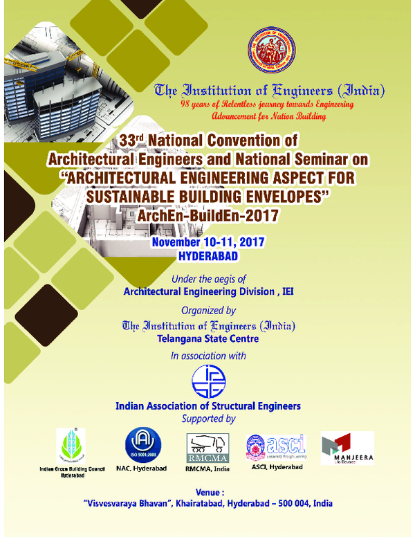 Rd NATIONAL CONVENTION OF ARCHITECTURAL ENGINEERS NOV. 10 11, 2017 paper