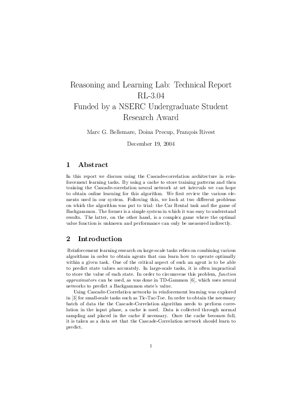 (PDF) Reasoning and Learning Lab: Technical Report RL-3.04 Funded by a ...