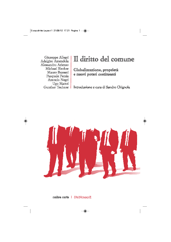(PDF) Il diritto del comune. Crisi della sovranità, proprietà e nuovi poteri costituenti