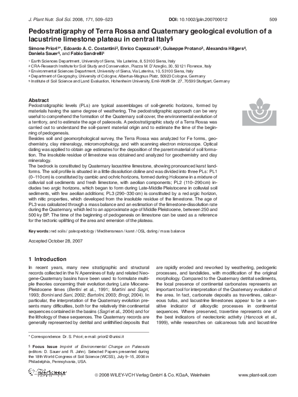 (PDF) Pedostratigraphy of Terra Rossa and Quaternary geological ...