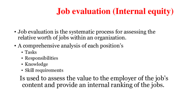 (PPT) Job evaluation Internal equity Lecture 3