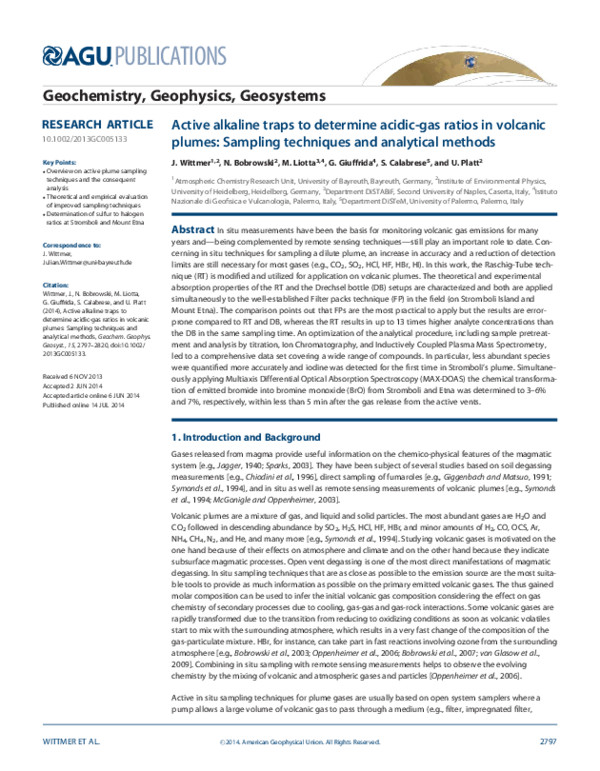 (PDF) Active alkaline traps to determine acidic‐gas ratios in volcanic ...