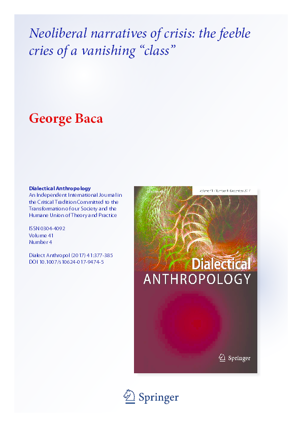 (PDF) Neoliberal narratives of crisis: the feeble cries of a vanishing ...