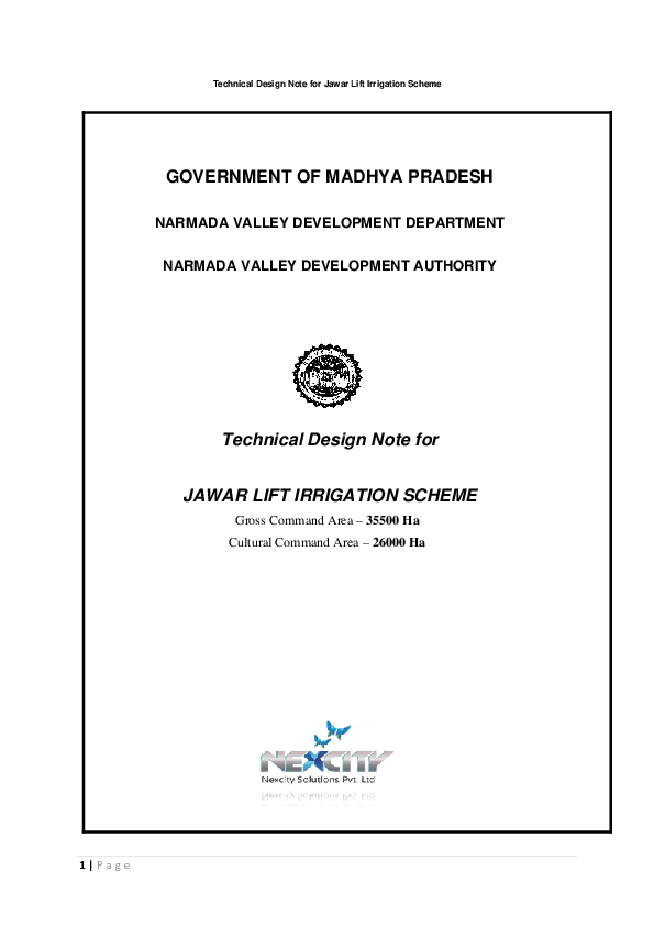 (DOC) GOVERNMENT OF MADHYA PRADESH NARMADA VALLEY DEVELOPMENT ...