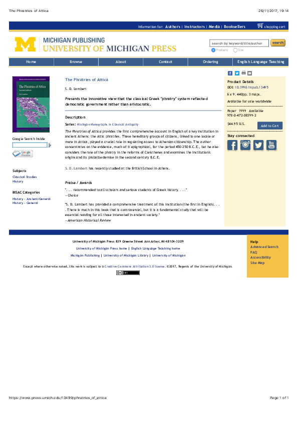 (PDF) The Phratries of Attica