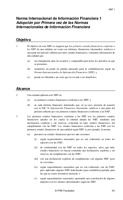 (PDF) Norma Internacional de Información Financiera 1 Adopción por Primera vez de las Normas ...