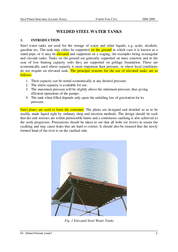 (PDF) Steel Plated Structures (Lecture Notes) Fourth Year Civil WELDED ...