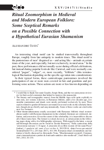 (PDF) Ritual zoomorphism in medieval and modern European folklore: some ...