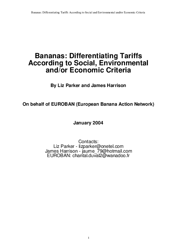 (PDF) Bananas: Differentiating Tariffs According to Social ...