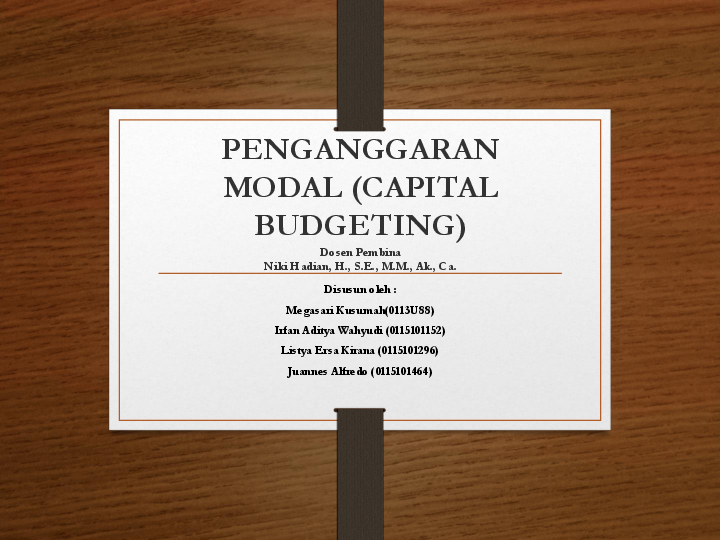 (PPT) PENGANGGARAN MODAL CAPITAL BUDGETING