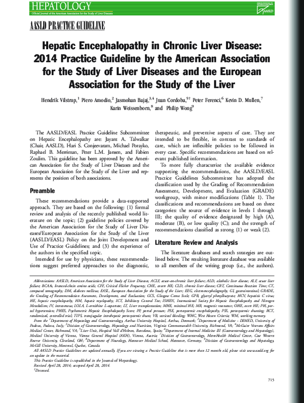 (PDF) AASLD PRACTICE GUIDELINE Hepatic Encephalopathy in Chronic Liver ...