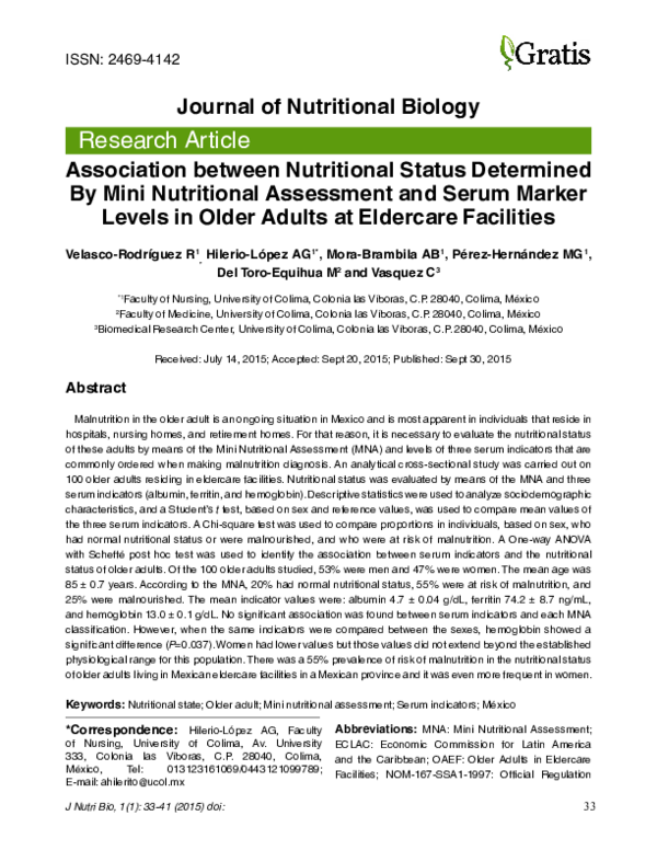 (PDF) Journal of Nutritional Biology Association between Nutritional ... (PDF) Journal of Nutritional Biology Association between Nutritional ...