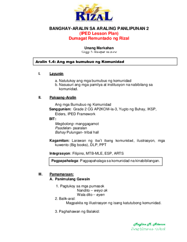 (PDF) BANGHAY-ARALIN SA ARALING PANLIPUNAN 2 (IPED Lesson Plan) Dumagat ...