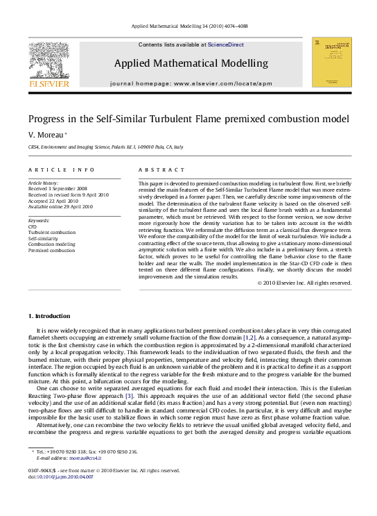 (PDF) Progress in the Self-Similar Turbulent Flame premixed combustion ...