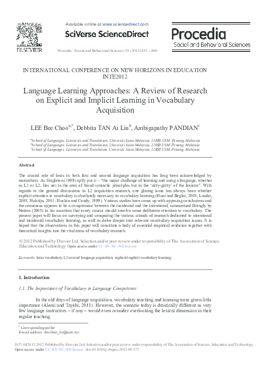 (PDF) Language Learning Approaches_ A Review of Research on Explicit ...