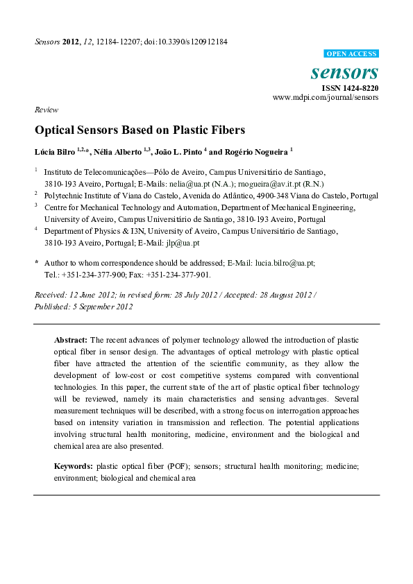 (PDF) Optical Sensors Based on Plastic Fibers