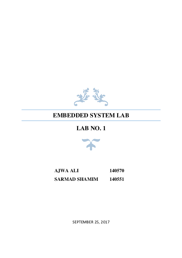 (DOC) EMBEDDED SYSTEM LAB LAB NO. 1 | ajwa ali - Academia.edu