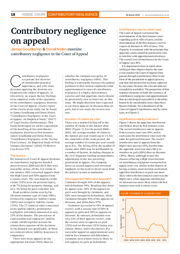 (PDF) Contributory Negligence on Appeal