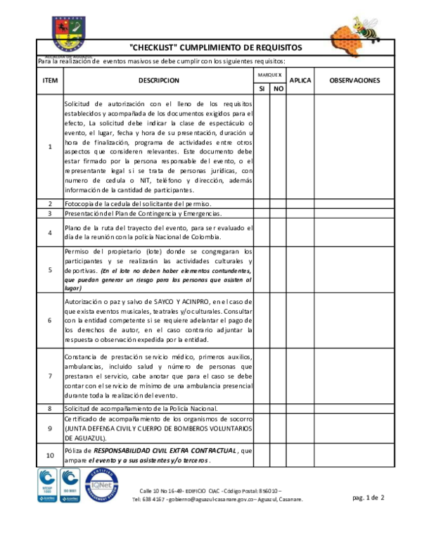 (PDF) Checklist cumplimiento de requisitos