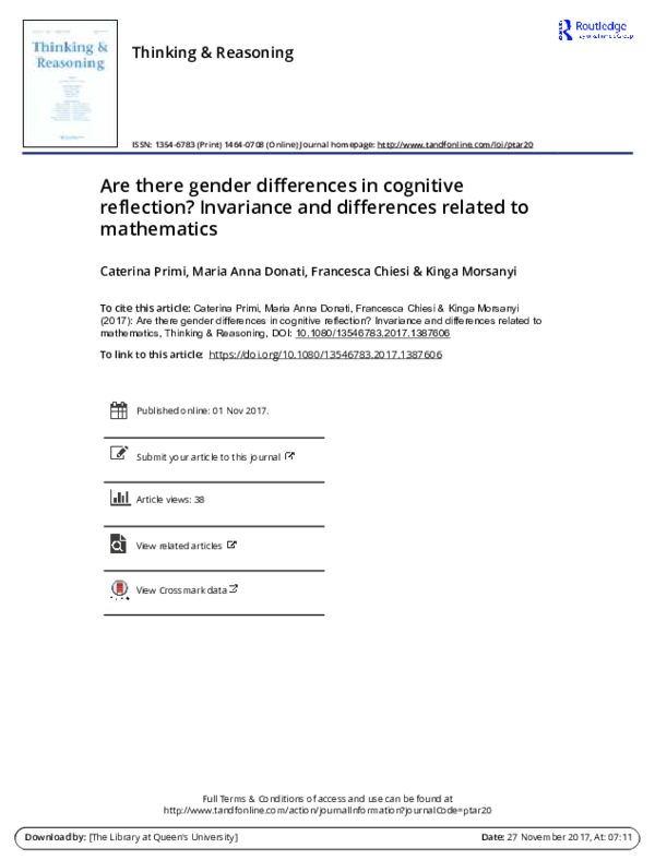 (PDF) Thinking & Reasoning Are there gender differences in cognitive ...