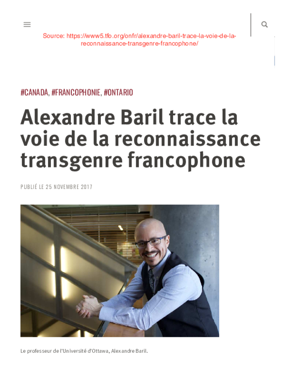 (PDF) Interview: Alexandre Baril trace la voie de la reconnaissance ...