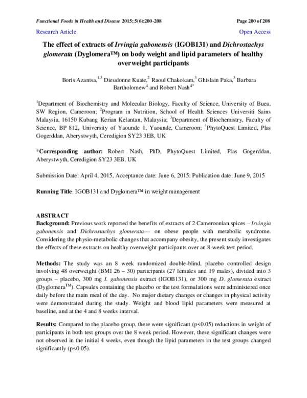 (PDF) The effect of extracts of Irvingia gabonensis (IGOB131) and ...