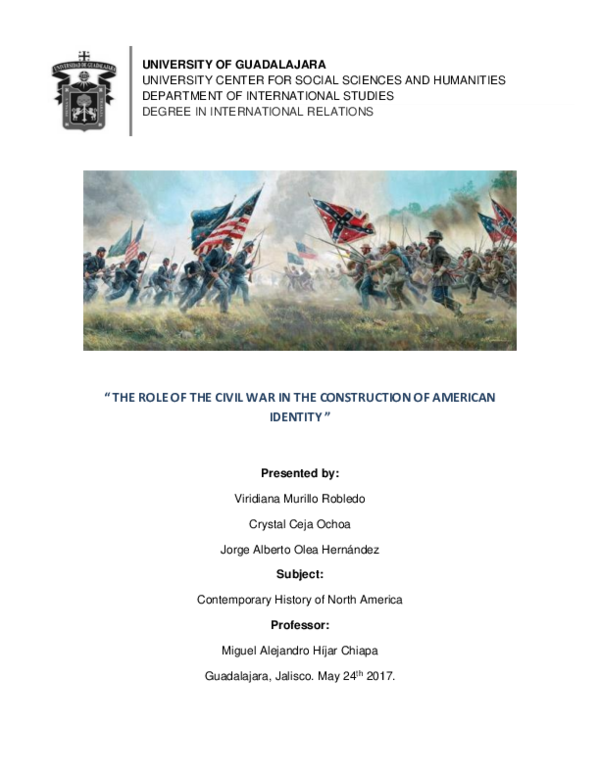 (DOC) " THE ROLE OF THE CIVIL WAR IN THE CONSTRUCTION OF AMERICAN ...