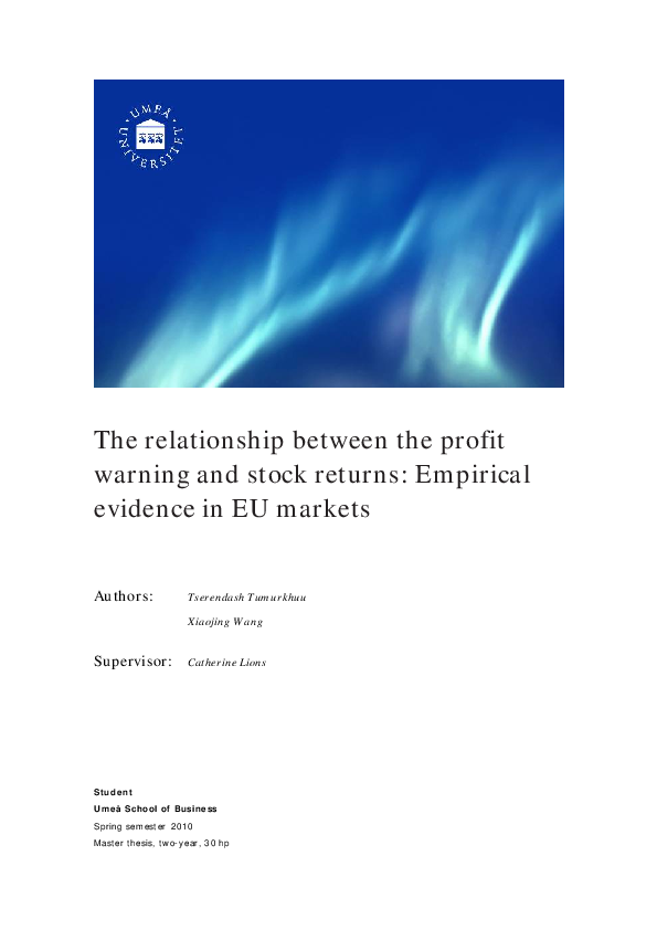 (PDF) The relationship between the profit warning and stock returns ...