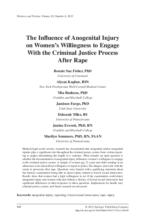 (PDF) The Influence of Anogenital Injury on Women's Willingness to ...