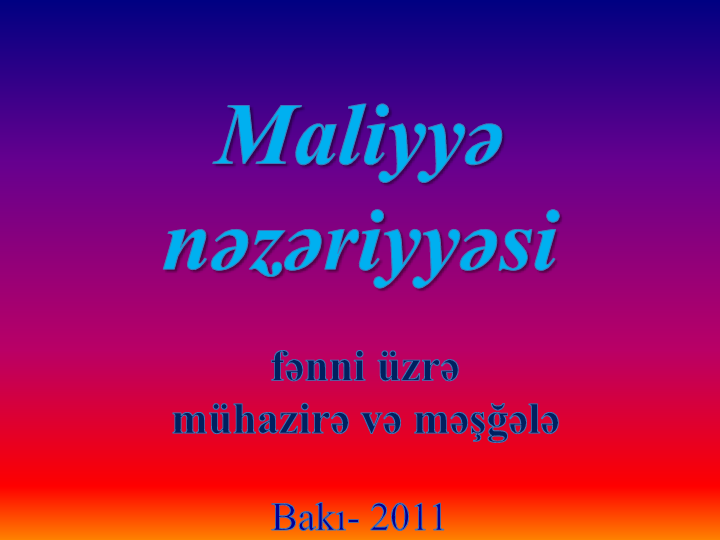 (PPT) Movzu maliyye nezeriyyesi