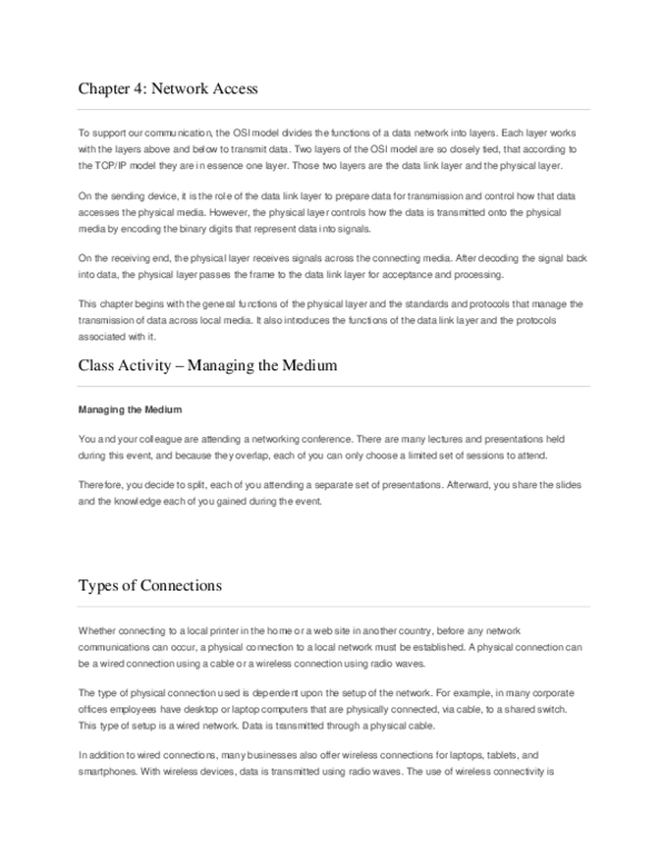 (DOC) Chapter 4: Network Access
