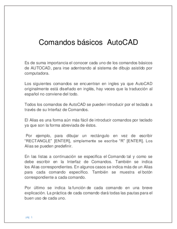 (DOC) Comandos básicos AutoCAD