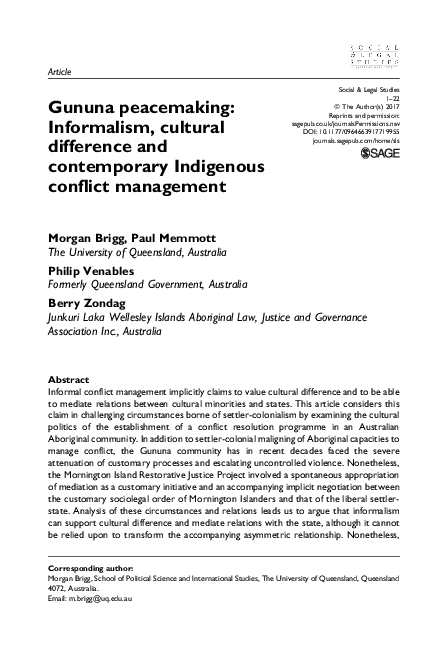 (PDF) Gununa peacemaking: Informalism, cultural difference and ...