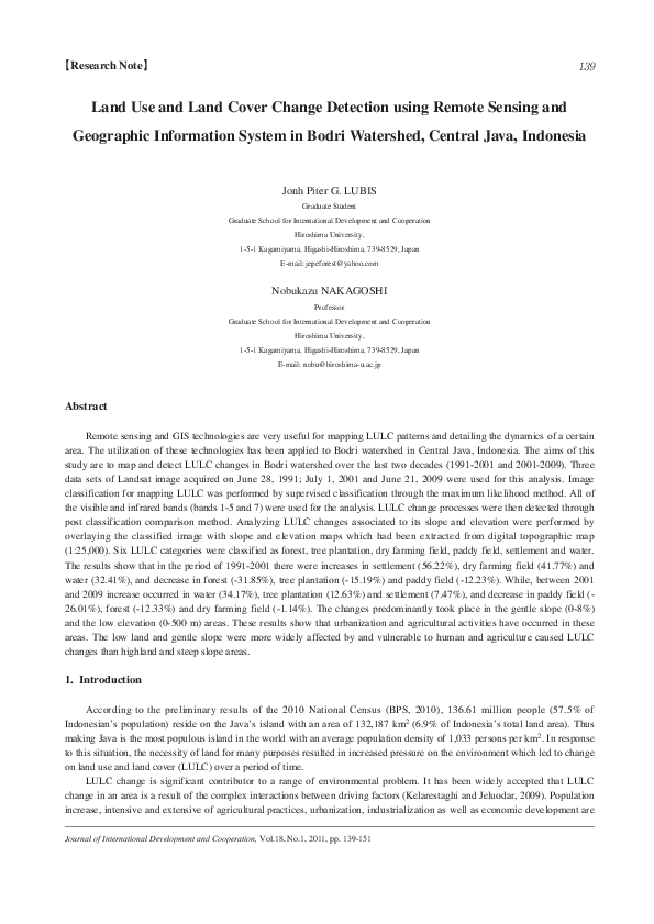 (PDF) Land Use and Land Cover Change Detection using Remote Sensing and ...