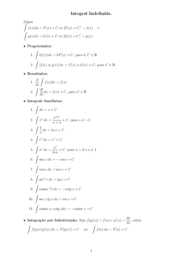 (PDF) Tabela Integral | Caroline Siqueira - Academia.edu