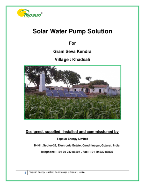 (PDF) Solar Water Pump Solution