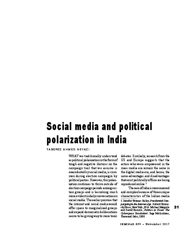 (PDF) Social media and political polarization in India