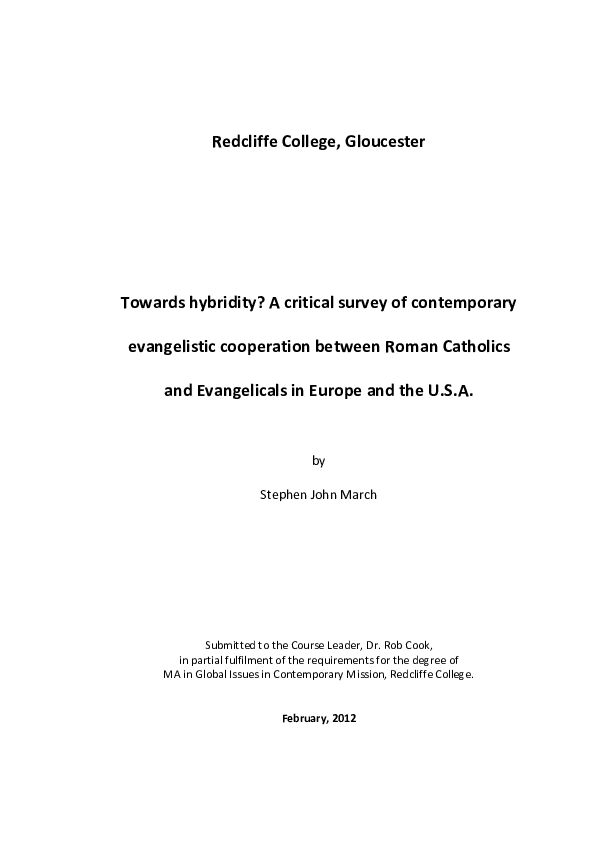 (PDF) Redcliffe College, Gloucester Towards hybridity? A critical ...