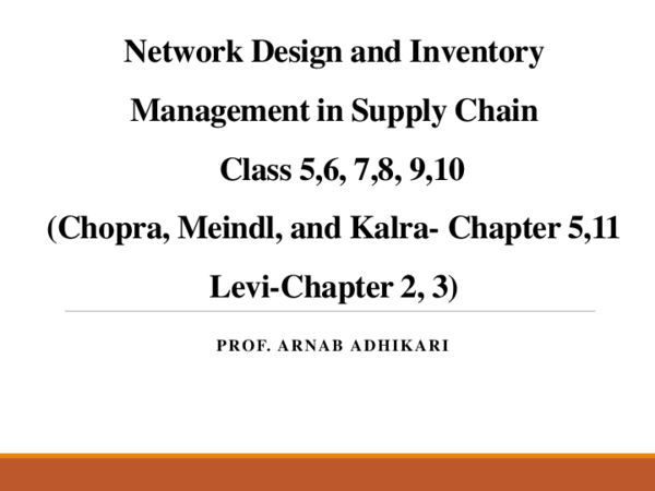 (PDF) Network Design and Inventory Management in Supply Chain