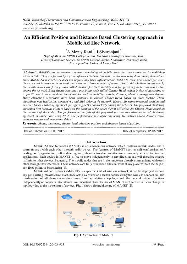 Pdf An Efficient Position And Distance Based Clustering Approach In Mobile Ad Hoc Network 2836