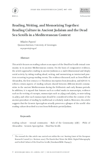(PDF) Reading, Writing, and Memorizing Together: Reading Culture in ...