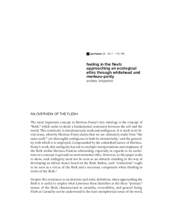 (PDF) Feeling in the Flesh: Approaching an Ecological Ethic Through ...