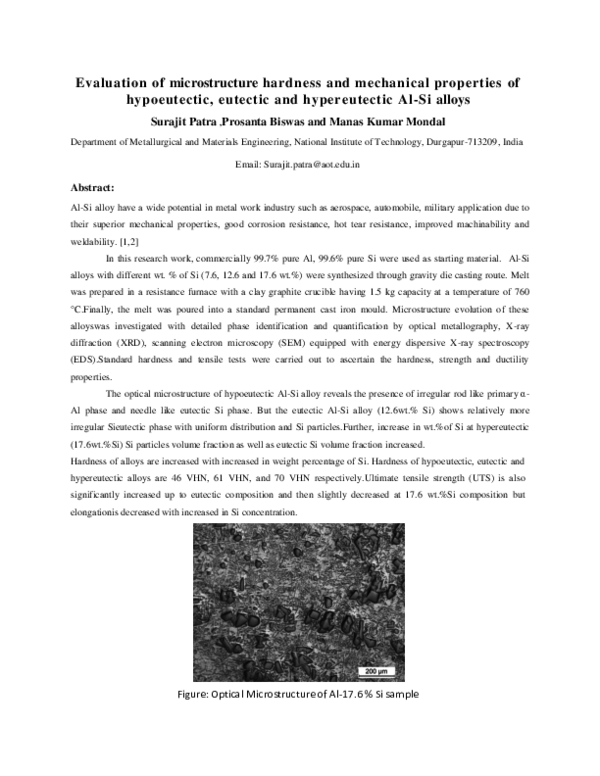 (DOC) Evaluation of microstructure hardness and mechanical properties ...