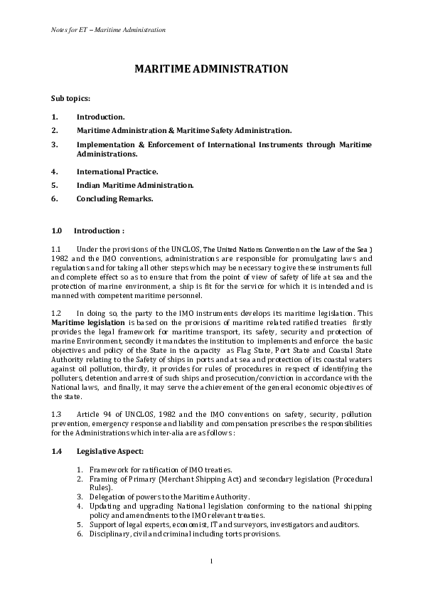(PDF) MARITIME ADMINISTRATION