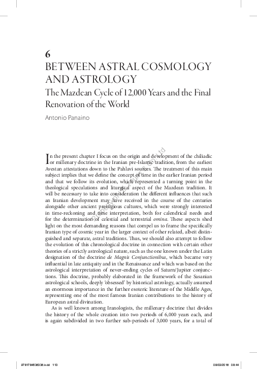 (PDF) “Between Astral Cosmology and Astrology. The Mazdean Cycle of ...